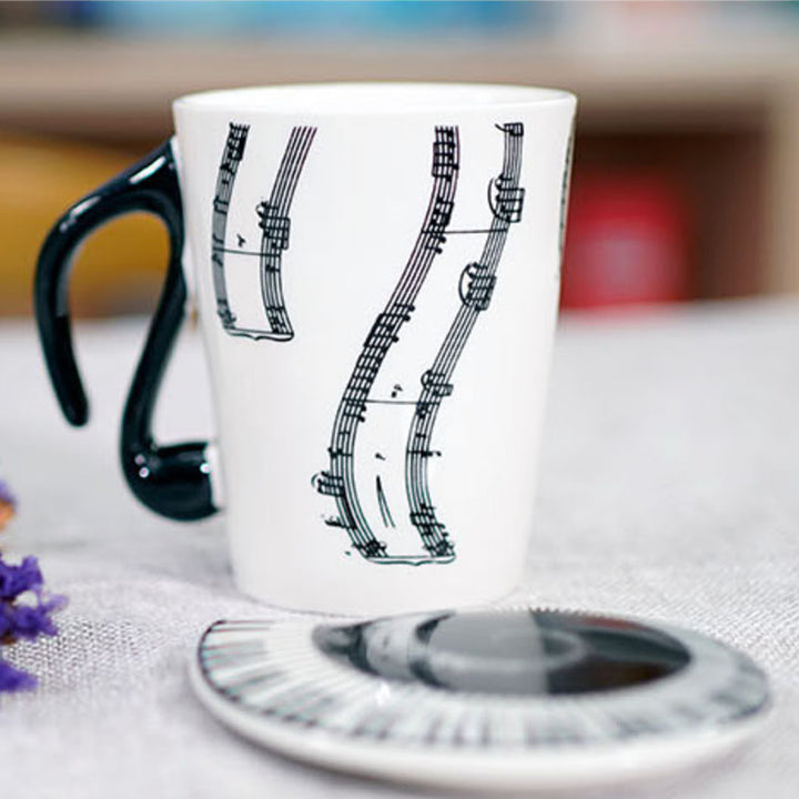 Musical Notes Piano Keys Coffee Mug With Lid – feajoy