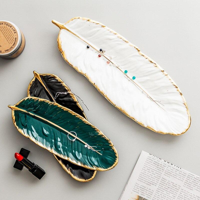 Gold Rim Feather Plate – feajoy
